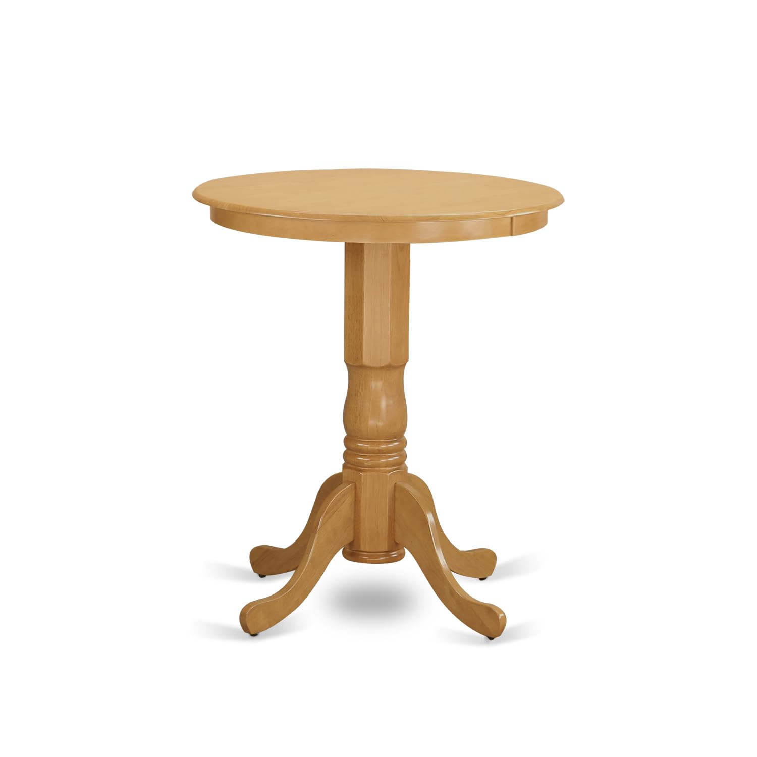HomeStock Rustic Recluse Edan Dining Table Made of Rubber Wood Offering Oak Finish Table Top, 30 Inch Round, Linen White Finish Pedestal