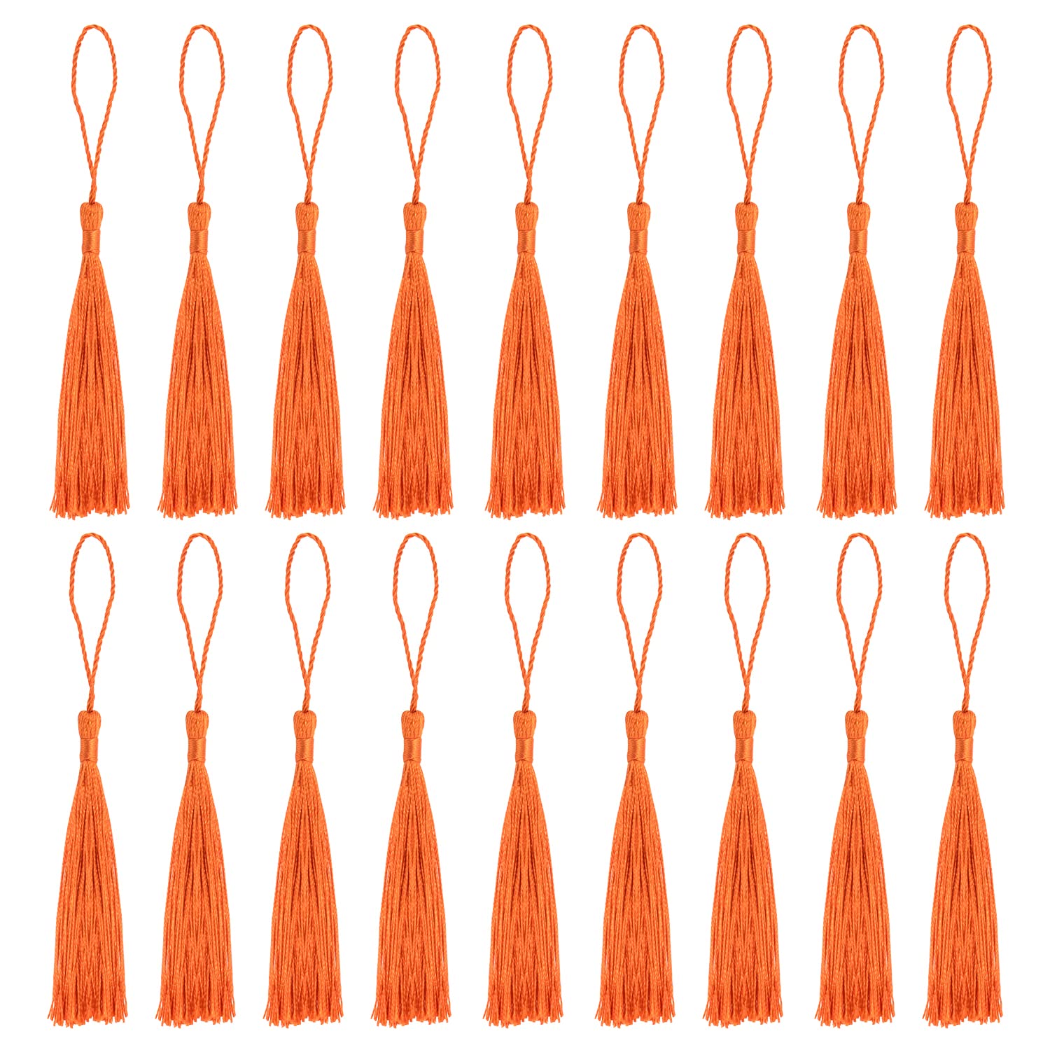 VAPKER 30 Pieces Dark Orange Tassels 13cm/5-Inch Silky Handmade Soft Mini Tassels Floss Bookmark Tassels with 2-Inch Cord Loop for Jewelry Making, DIY Projects, Bookmarks
