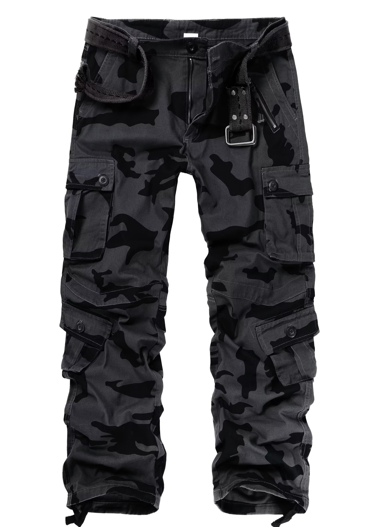 TRGPSG Men's Wild Cargo Pants, Camo Pants Cotton Casual Work Hiking Pants with 8 Pockets 5337 E Camo 34