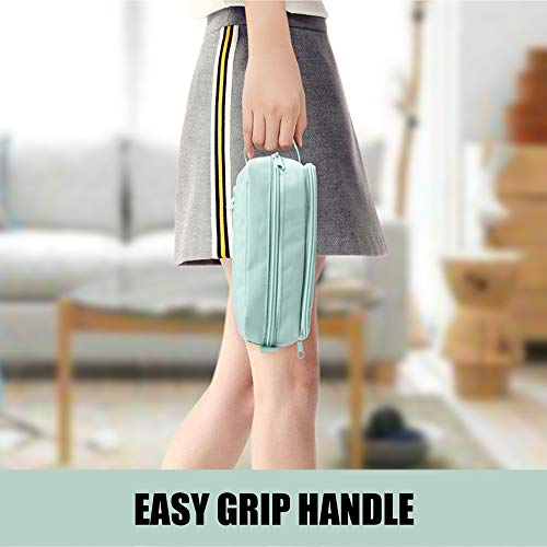 Sooez High Capacity Pencil Pen Case, Durable Pencil Bag Pouch Box Organizer Cases, Portable Journaling Supplies with Easy Grip Handle & Loop, Asthetic Supply for Girls Adults, Mint Green