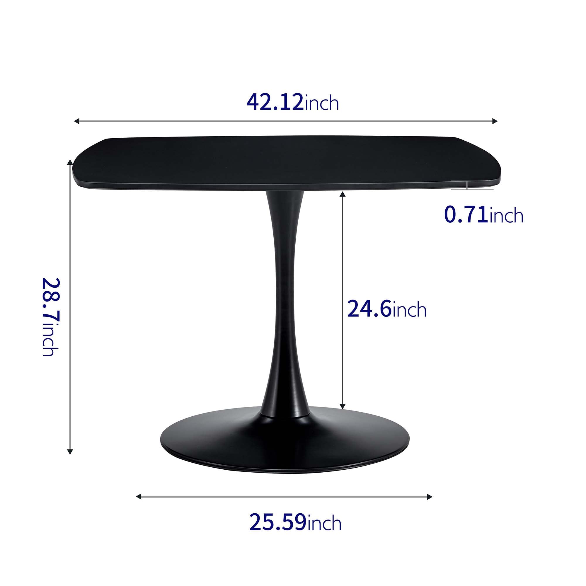 LABDIP Premium Mid Century Black Dining Table - Sturdy 42.1" Wood Top - Easy Assembly - Versatile 4-6 Seater Kitchen & Coffee Table Pedestal End Table