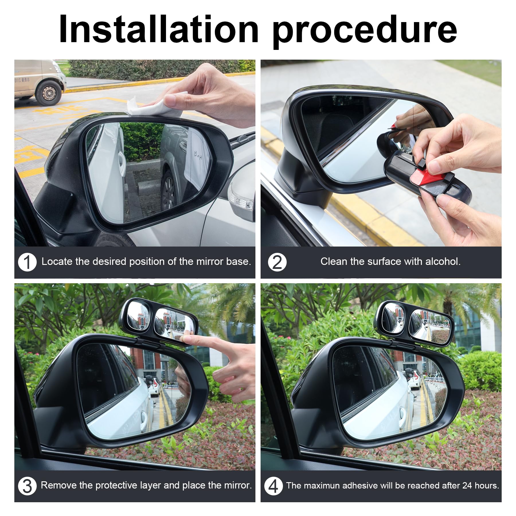 LivTee Blind Spot Mirror, Double Adjustable Mounted Blindspot Mirror HD Glass Wide Angle View, Side Rearview Mirror Universal, Right