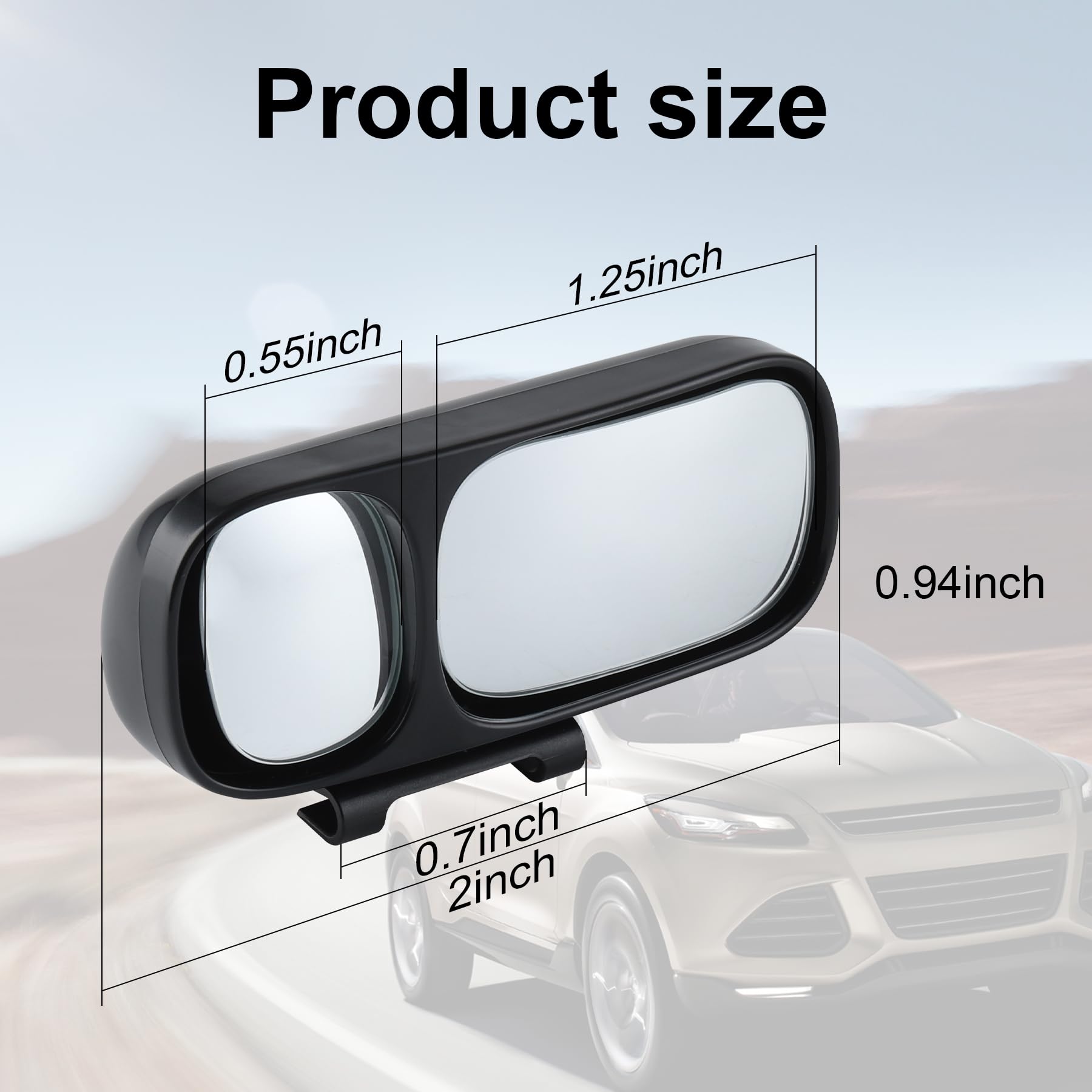 LivTee Blind Spot Mirror, Double Adjustable Mounted Blindspot Mirror HD Glass Wide Angle View, Side Rearview Mirror Universal, Right