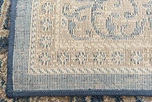 Unique Loom Salzburg Collection Classic Traditional Medallion Design Oriental Inspired with Intricate Border Area Rug, 4 ft, Navy Blue/Light Brown