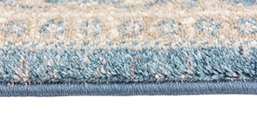 Unique Loom Salzburg Collection Classic Traditional Medallion Design Oriental Inspired with Intricate Border Area Rug, 4 ft, Navy Blue/Light Brown