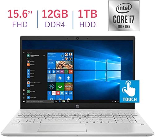 HP Pavilion 15.6-inch Touchscreen FHD(1920x1080) IPS Laptop PC, 10th Gen Quad Core Intel i7-1065G7 Processor, 12GB DDR4, 1TB HDD, Bluetooth, HDMI, B&O Play Audio, Backlit Keyboard, Windows 10 Home