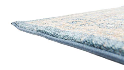 Unique Loom Salzburg Collection Classic Traditional Medallion Design Oriental Inspired with Intricate Border Area Rug, 4 ft, Navy Blue/Light Brown