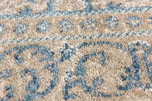 Unique Loom Salzburg Collection Classic Traditional Medallion Design Oriental Inspired with Intricate Border Area Rug, 4 ft, Navy Blue/Light Brown