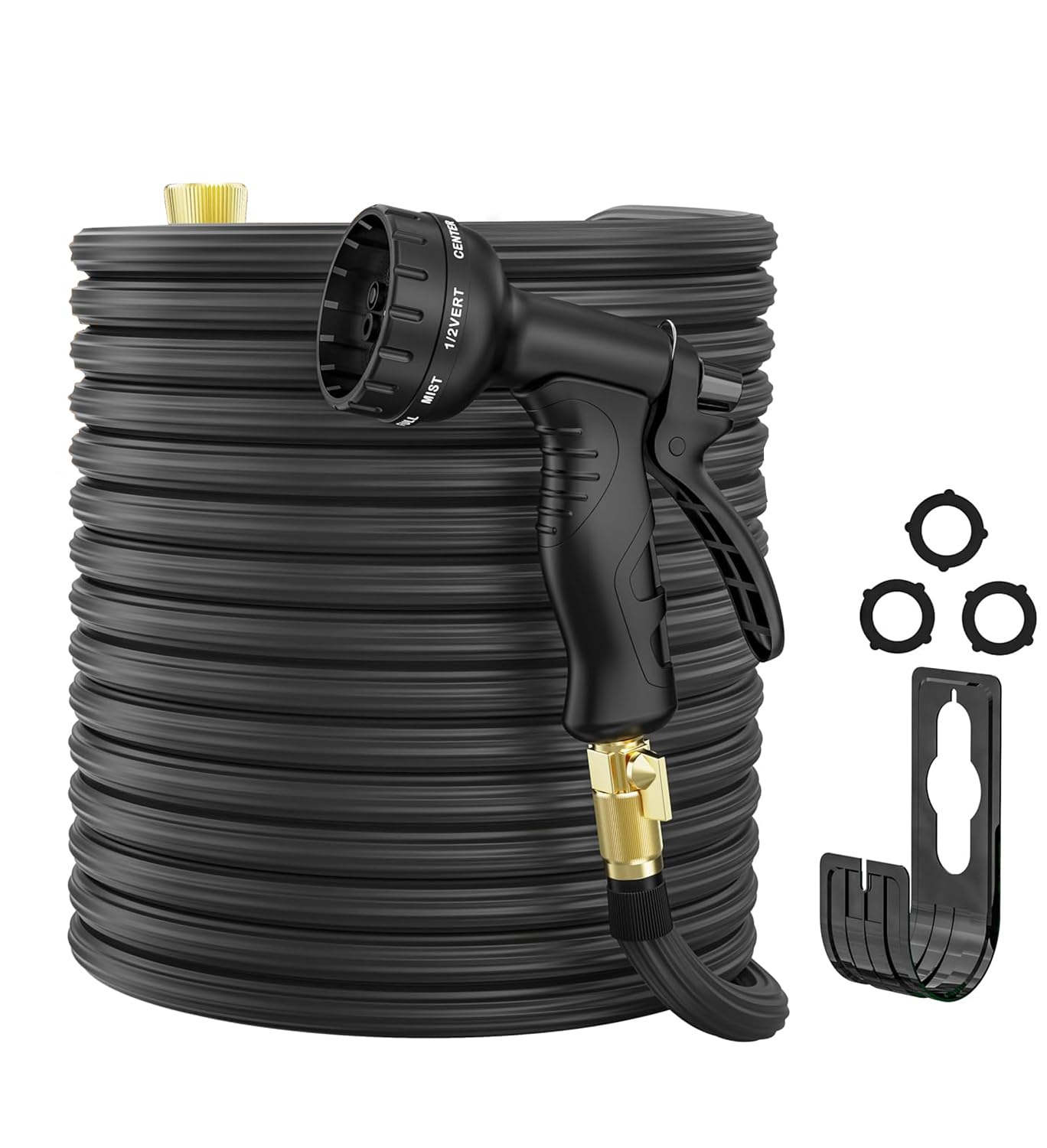 Expandable Garden Hose 100ft, No-Kink Expanding Flexible Water Hose, 3/4" Solid Fittings - Extra Strength Fabric
