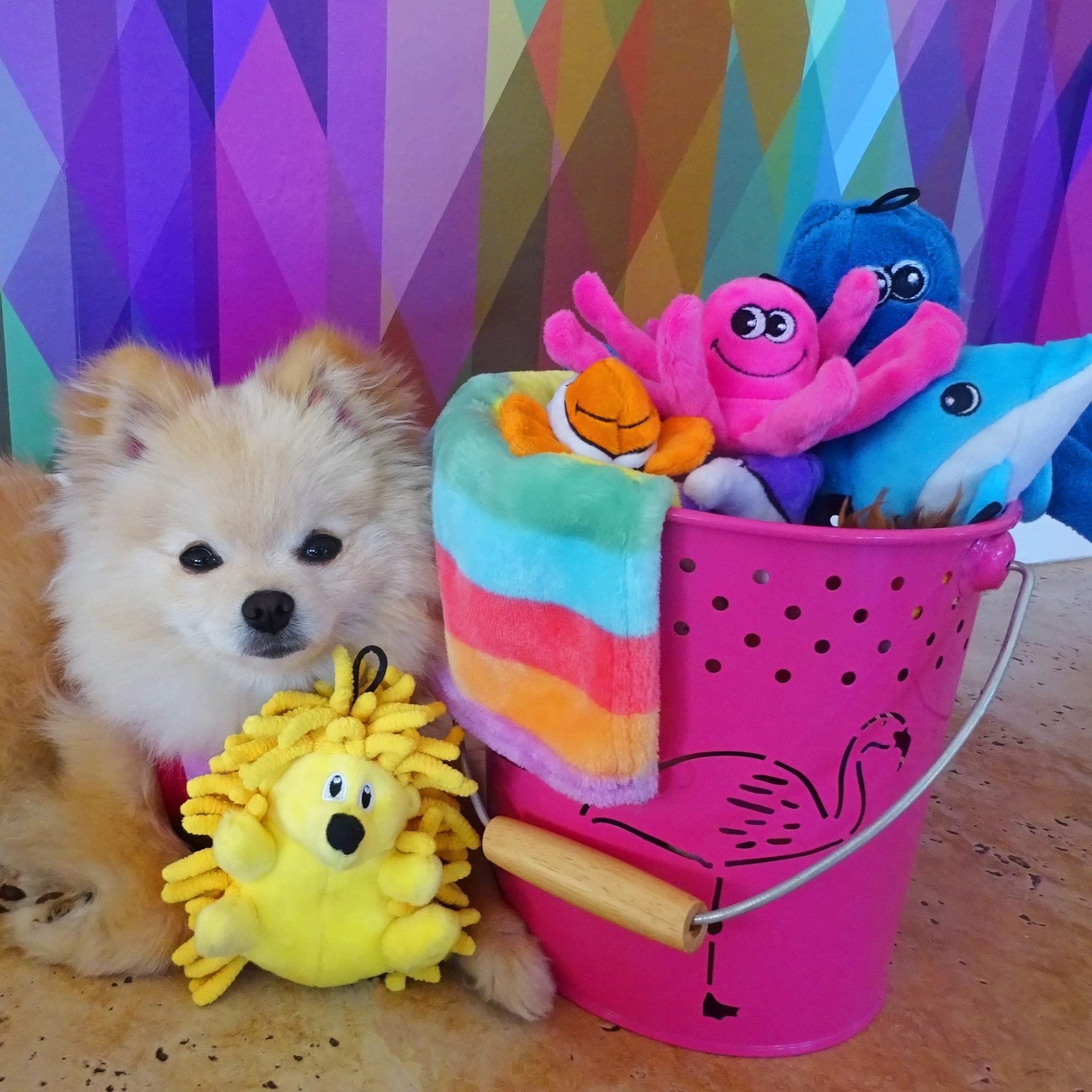 Snuggle Puppy Tender-Tuffs Tiny - Yellow Hedgehog Stuffed Plush Dog Toy with Squeaker - Small Breed Stuffed Cuddly Soft Toy