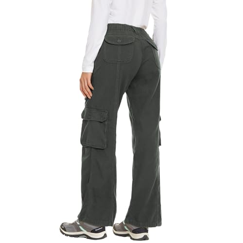 Women's Hiking Cargo Pants Joggers Cotton Casual Military Army Combat Work Pants with 7 Pocket,Steel Gray L