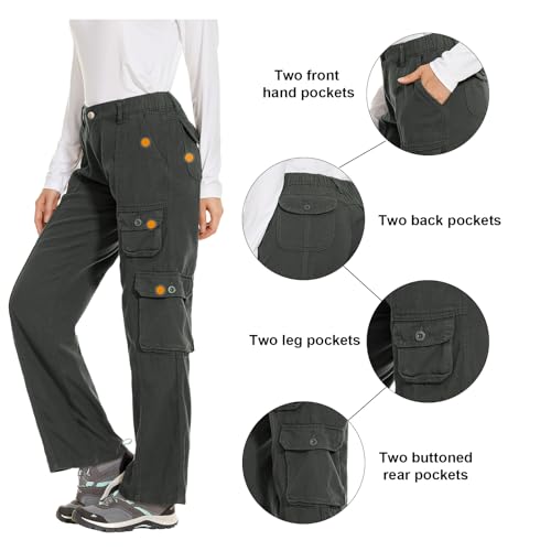 Women's Hiking Cargo Pants Joggers Cotton Casual Military Army Combat Work Pants with 7 Pocket,Steel Gray L