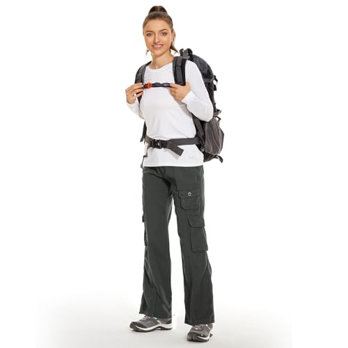 Women's Hiking Cargo Pants Joggers Cotton Casual Military Army Combat Work Pants with 7 Pocket,Steel Gray L