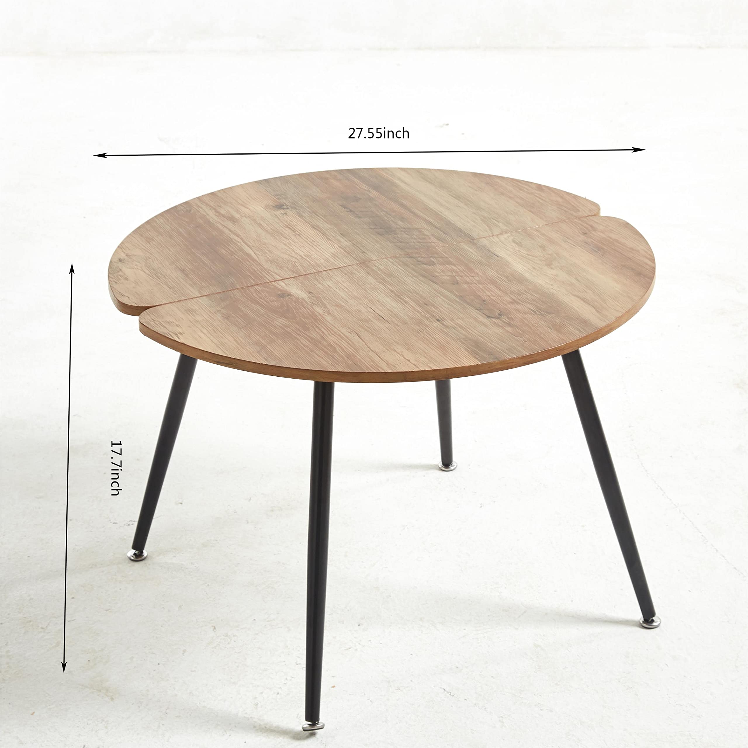 Tidyard Coffee Table for 4 People with Round MDF Table Top, Pedestal Dining Table, End Table Leisure Coffee Table Sofa End Table for Living Room Home Office