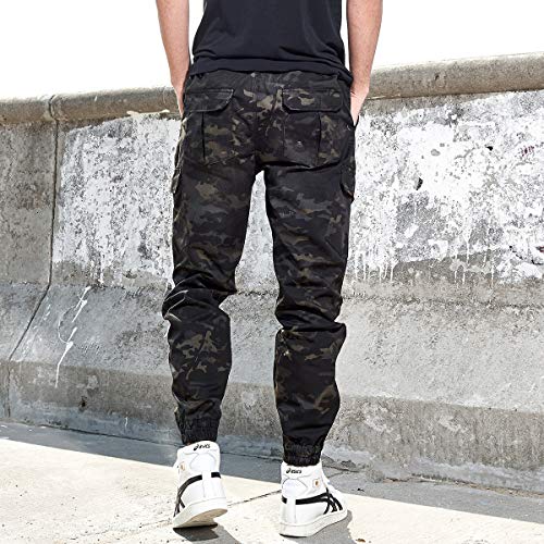 NAVEKULL Men's Camouflage Tactical Pants Waterproof Lightweight Ripstop Outdoor Hiking Tapered Cargo Pants