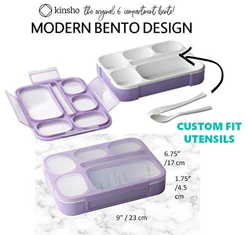 Bento Box with Bag and Ice Pack Set for Kids. Lunch Boxes Snack Containers for Boys Girls Adults. 6 Compartments, Leakproof Portion Container Boxes Insulated Bags for School Lunches, BPA Free, Lilac