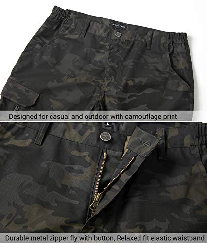 NAVEKULL Men's Camouflage Tactical Pants Waterproof Lightweight Ripstop Outdoor Hiking Tapered Cargo Pants
