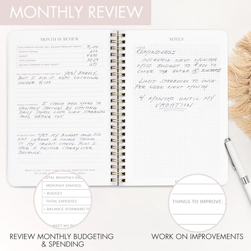 Easy to Use Monthly Budget Planner - 12 Month Financial Organizer with Expense Tracker Notebook - Monthly Money Budgeting Book That Manages Your Finances Effectively