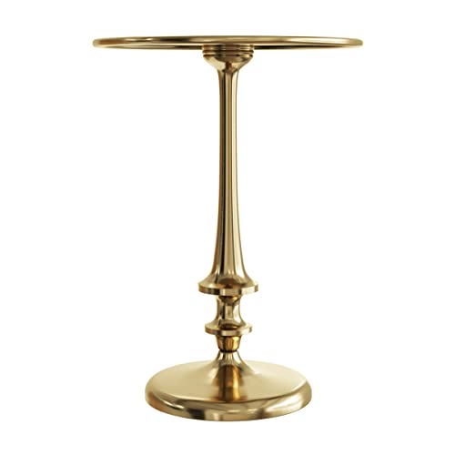 Lavish Home Side Table - Iron Pedestal Table with Antiqued Brass Finish for Couch, Loveseat, Entryway, or Bed - Vintage Living Room Furniture