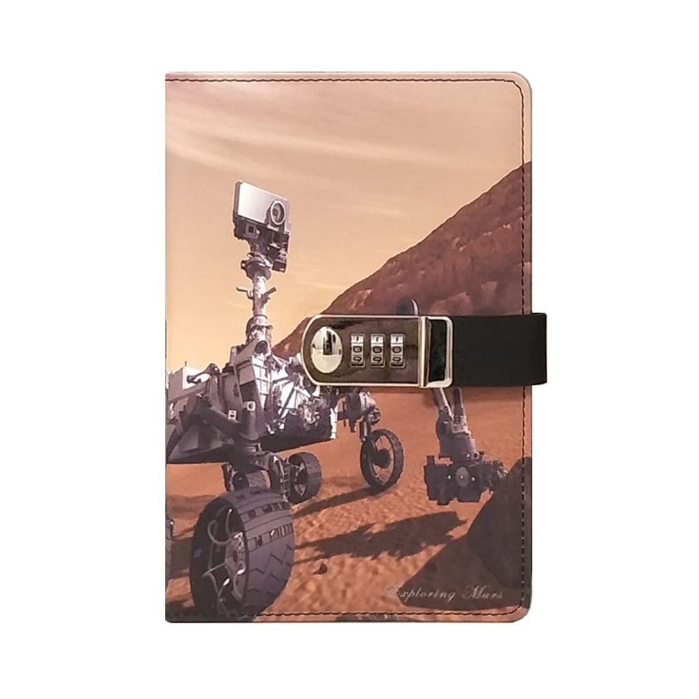 AZPINGPAN Children's Study Notebook with Digital Combination Code Lock Diary丨A5 Size PU Cover Thickened Creative Sketchbook Hand Ledger (with Pen Position and Pen)