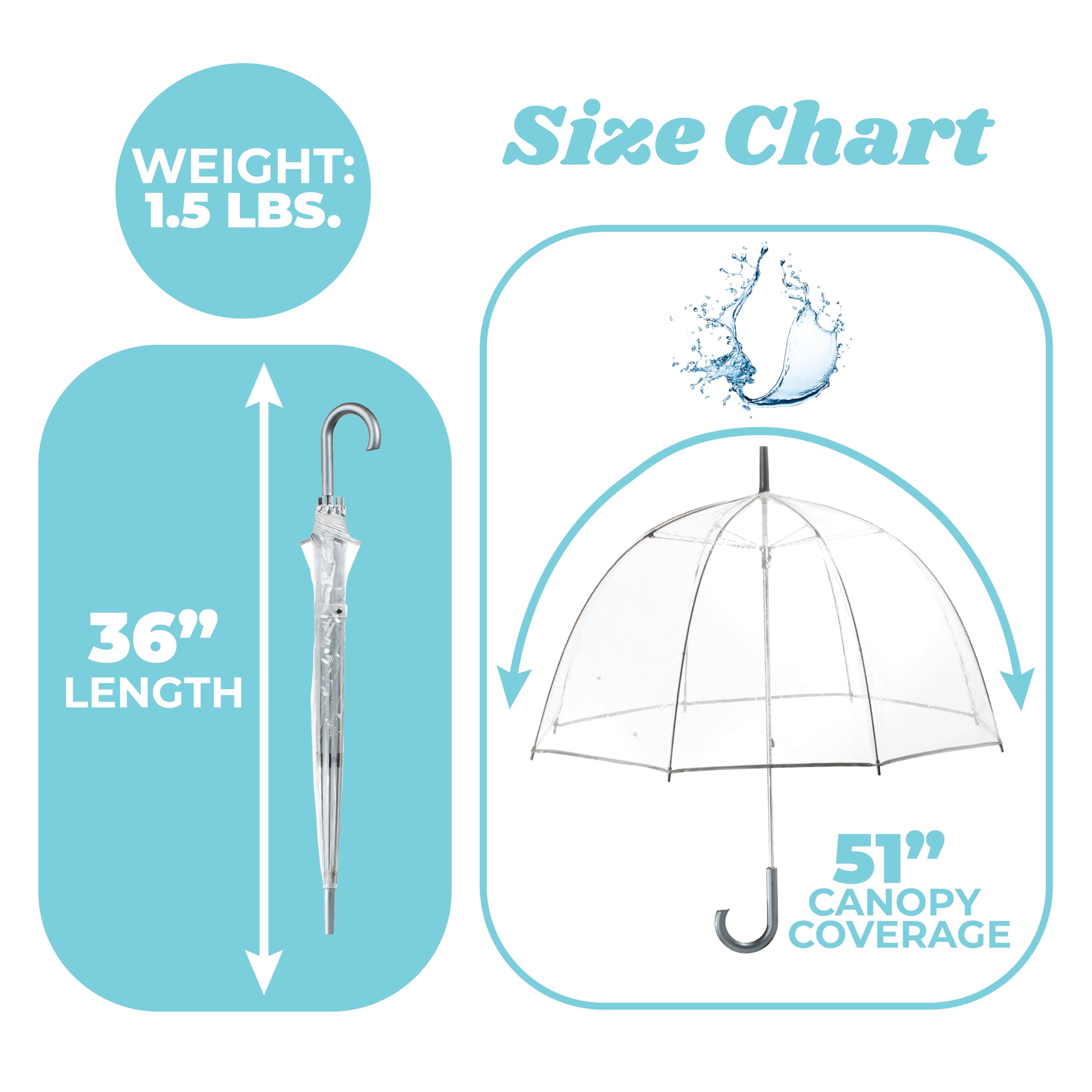 totes Clear Bubble Umbrella with Dome Canopy, Lightweight Design, Wind and Rain Protection, Dots, Adults-51