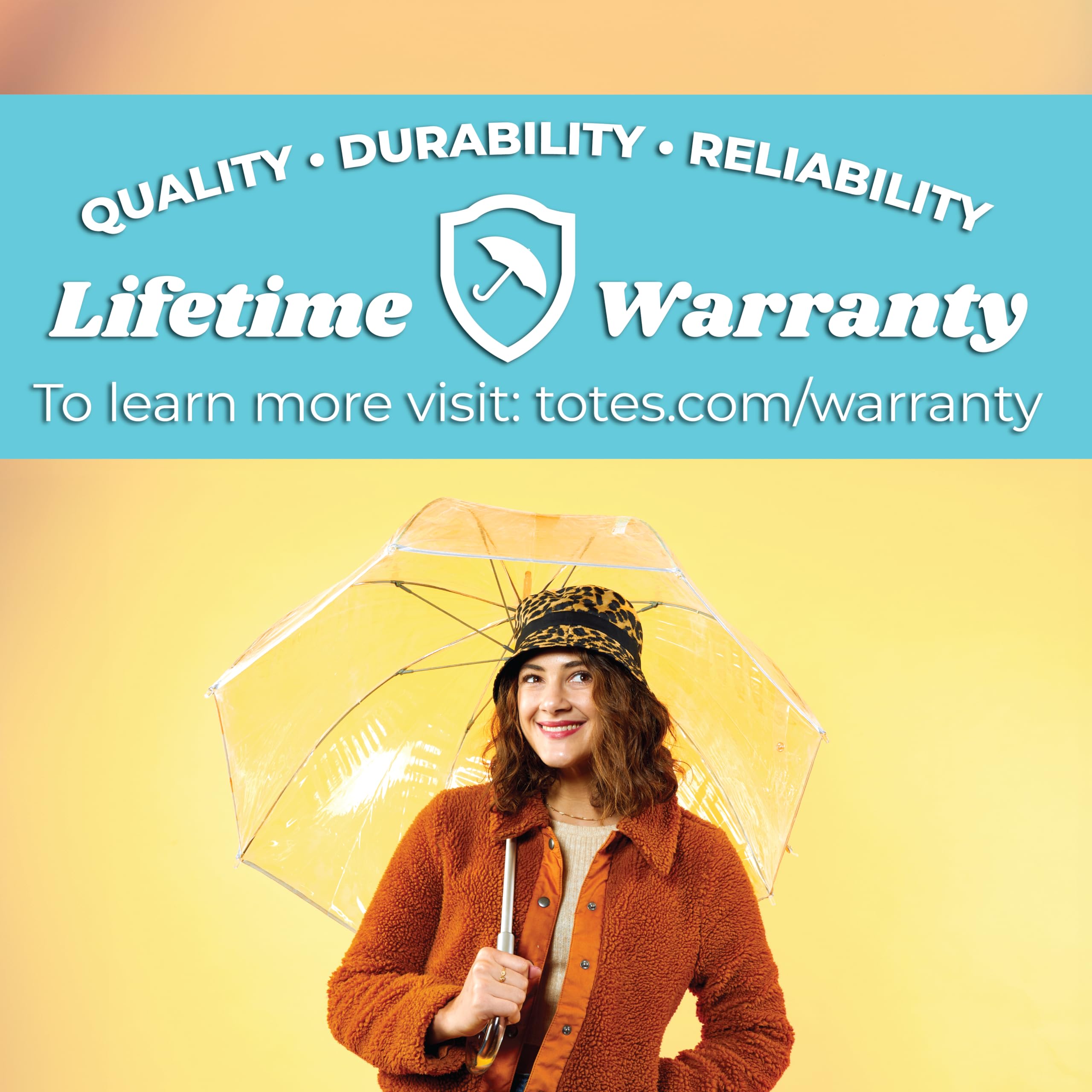totes Clear Bubble Umbrella with Dome Canopy, Lightweight Design, Wind and Rain Protection, Dots, Adults-51