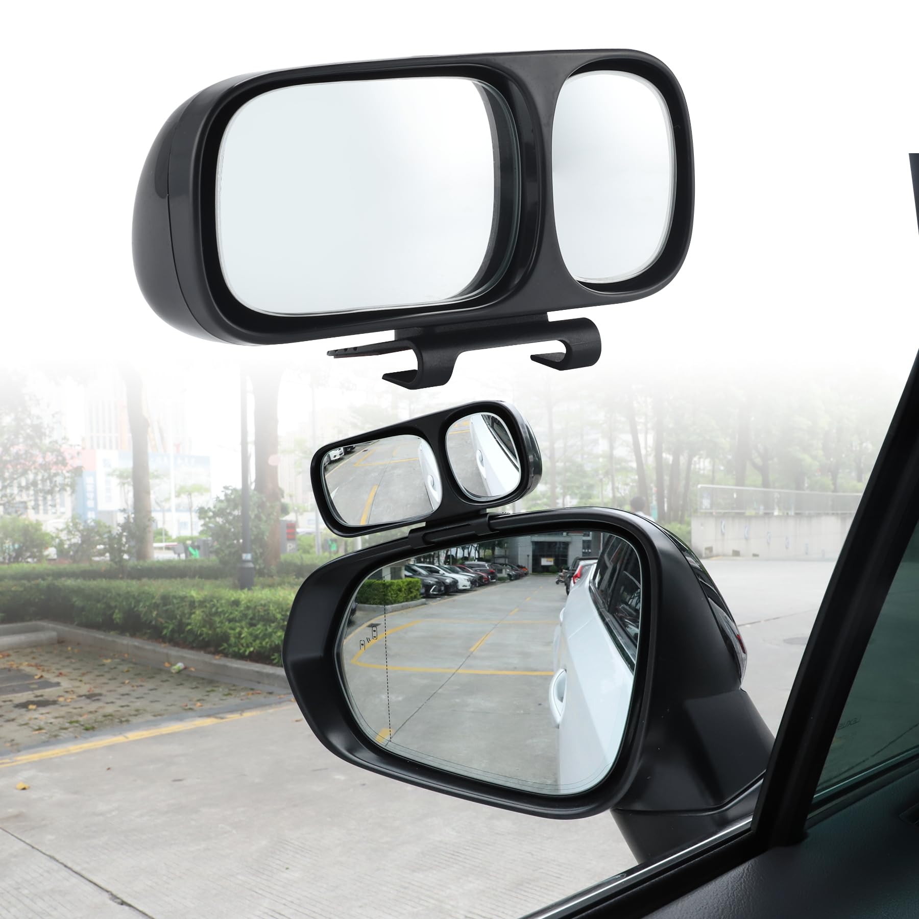 LivTee Blind Spot Mirror, Double Adjustable Mounted Blindspot Mirror HD Glass Wide Angle View, Side Rearview Mirror Universal, Left