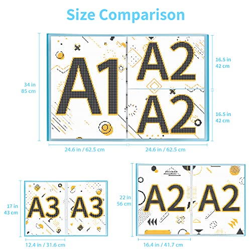 ARTDOT A3 Storage Book for Diamond Painting Kits, Diamond Art Portfolio Folder for Diamond Painting Accessories with 30 Pocket Slevees Protectors (16.9x12.4inches)