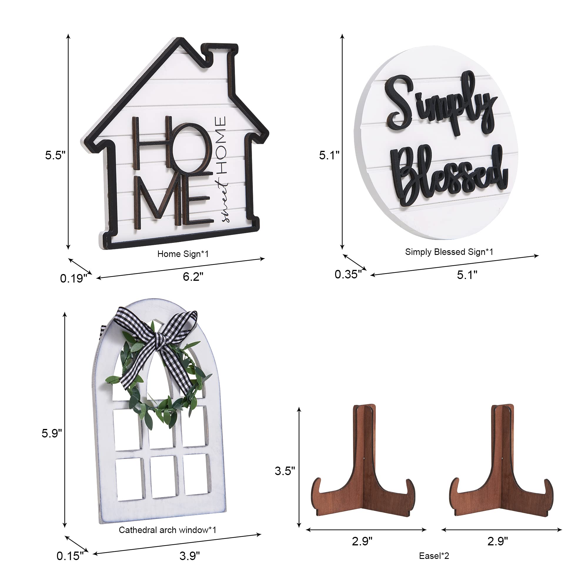 Houmury Set of 9 Farmhouse Tiered Tray with Tier Tray Decor 1 Artificial Succulent Plant & 1 Artificial Plant for Rustic Home Sweet Home Kitchen Decor Tier Tray Decor Set (Set of 9-with Tiered Tray)