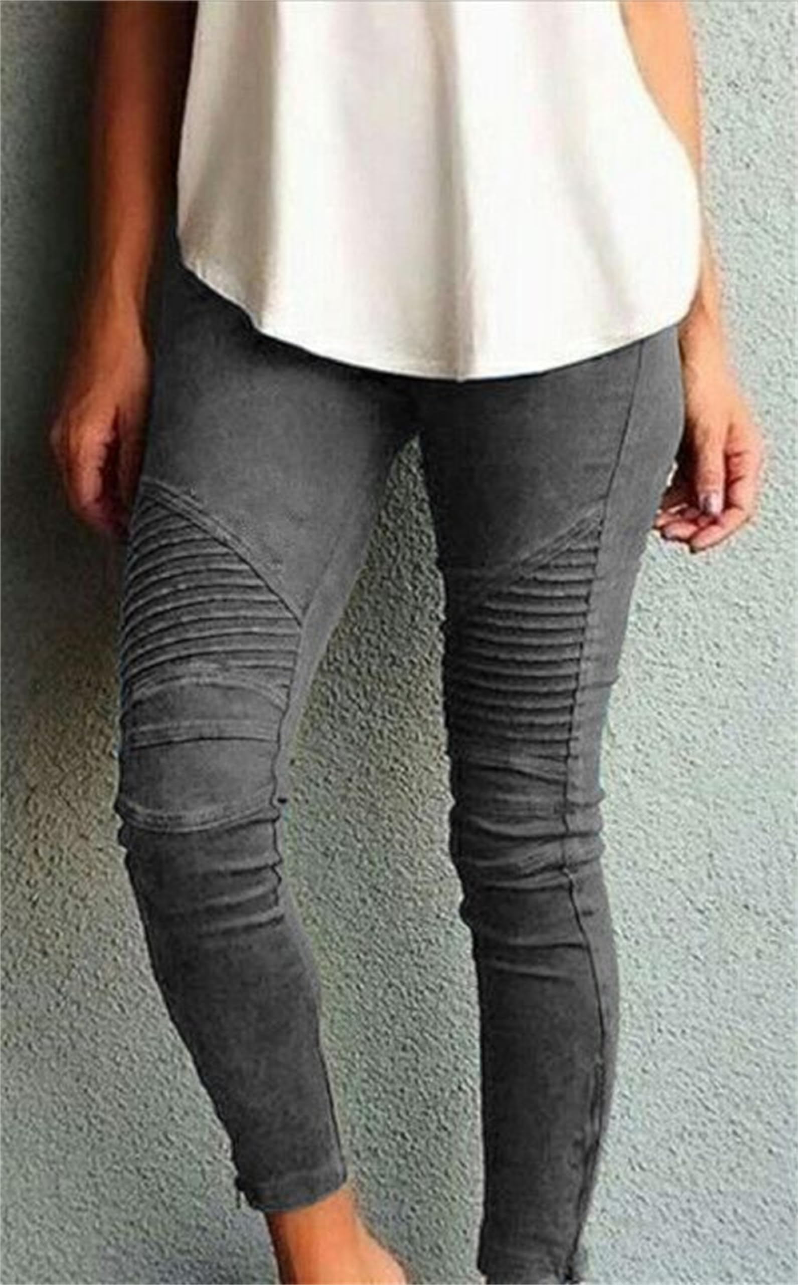 Women Pants High Waisted Cargo Pants Combat Military Trousers Wide Leg Casual Pants 8 Pockets Gray