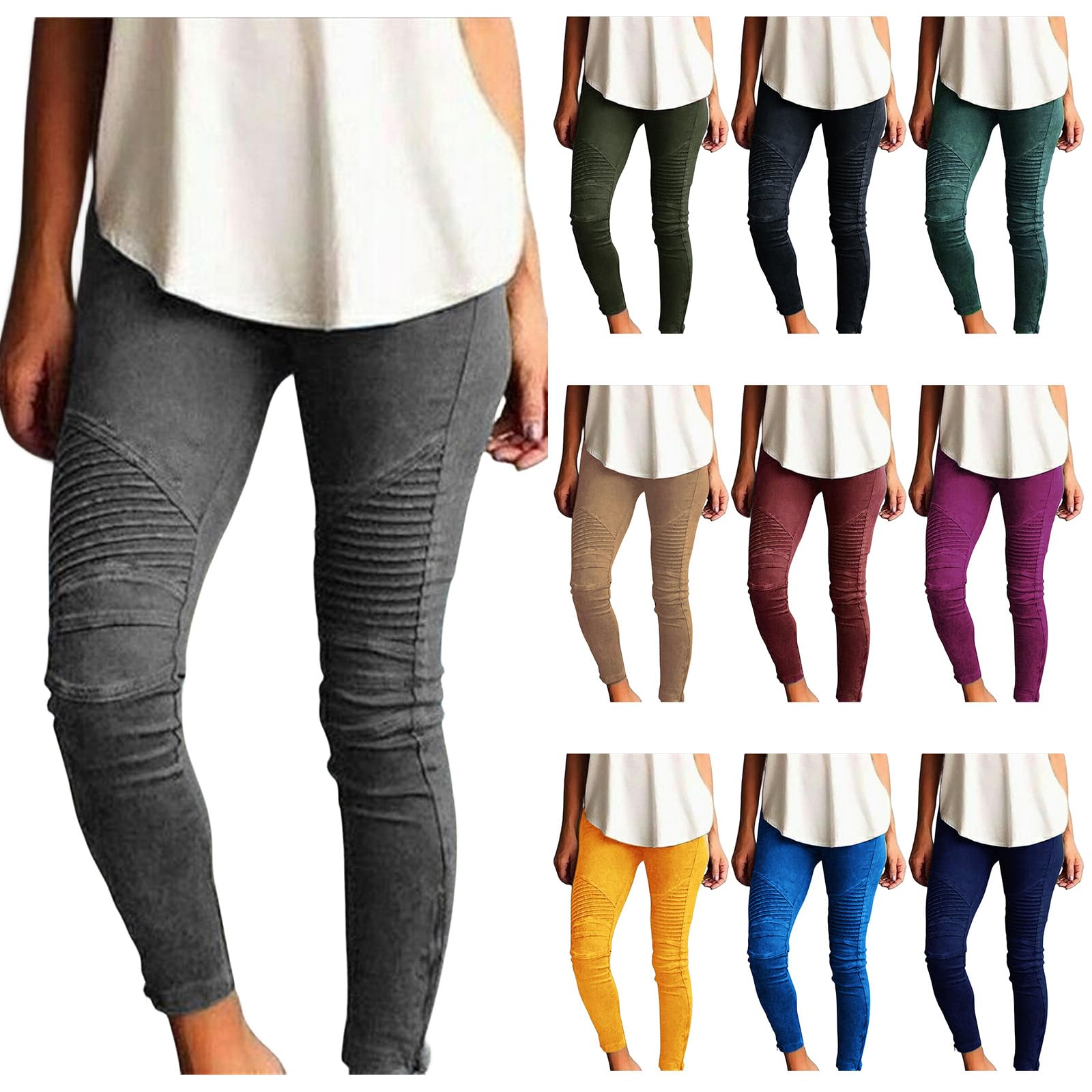 Women Pants High Waisted Cargo Pants Combat Military Trousers Wide Leg Casual Pants 8 Pockets Gray