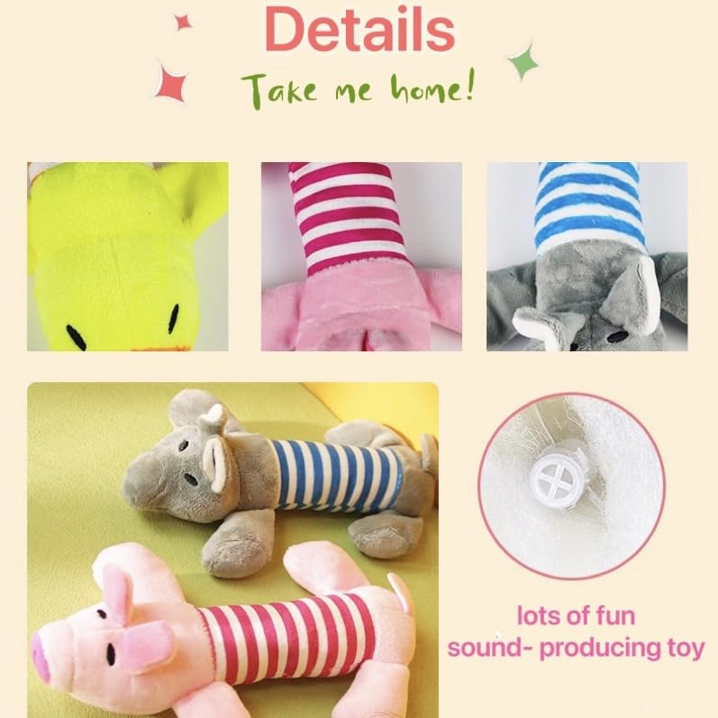 DURAGS Interactive Dog Toys with Reinforced Fabric - Set of 3 Unique Styles for Chewing and Play (Yellow Duck)