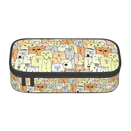Igneinf Funny Animal Compartment Pencil Case Durable With Zipper Pencil Pouch For Office Boys Girls Teenagers