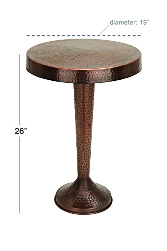 Deco 79 Metal Side End Accent Table Hammered Pedestal End Table, Side Table 19" x 19" x 26", Bronze
