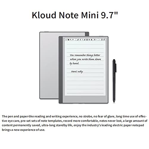 Geniatech Android E-Ink ePaper Tablet, Paperwhite e Reader Note Taking, Real-time Cloud Syn ebook Reader, Support Wireless Screen Sharing, Drawing Paper White for Writing Graphics Notepad (9.7")