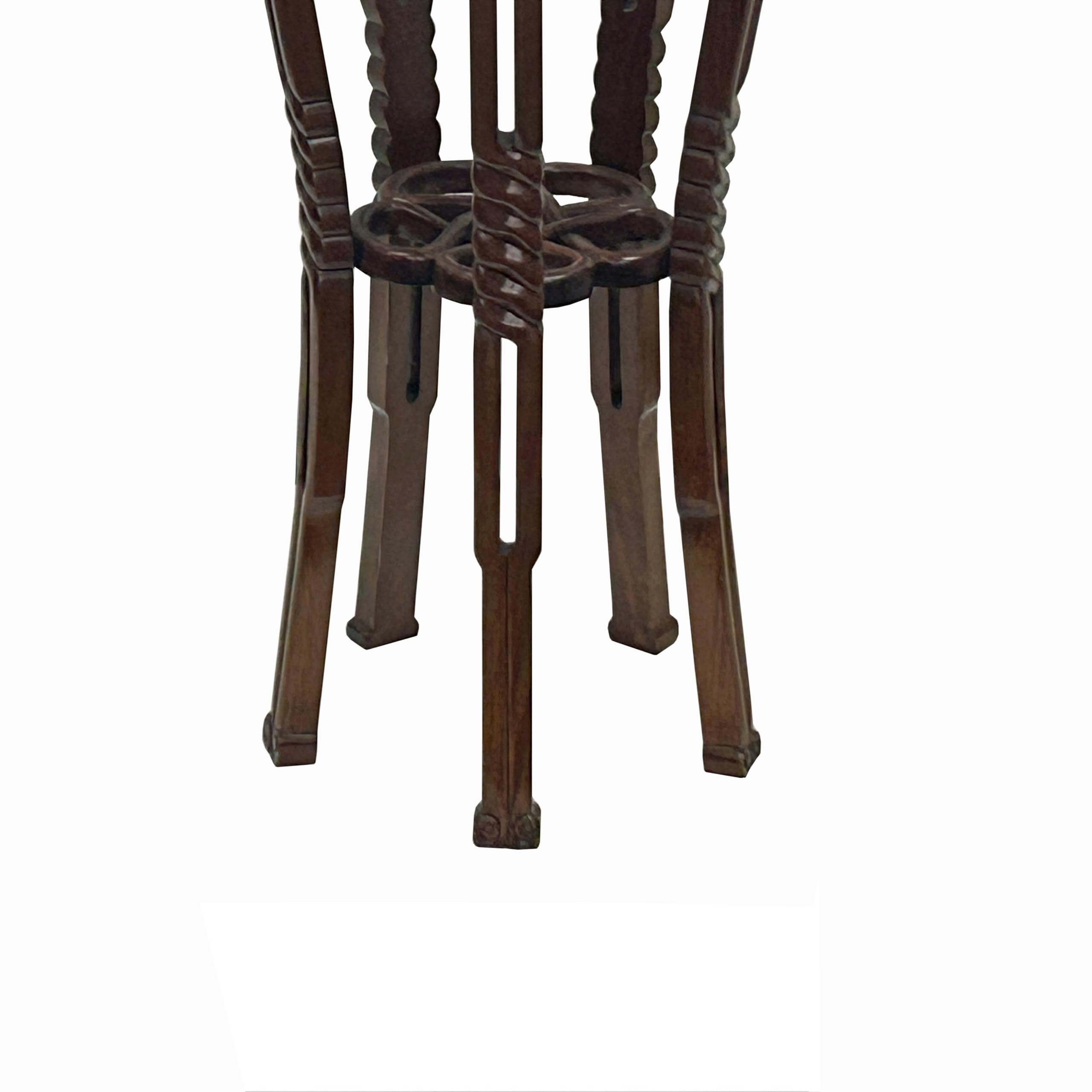 Chinese Oriental Round Brown Ru Yi 5 Legs Plant Stand Pedestal Table Acs7710