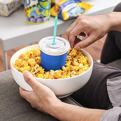 DOWAN Serving Bowls, Large Salad Bowls, 9.5" White Ceramic Pho Bowls for Kitchen, Entertaining, Side Dishes, Pasta, Dinner Parties, Kitchen Decor, Microwave & Dishwasher Safe, Easy Clean