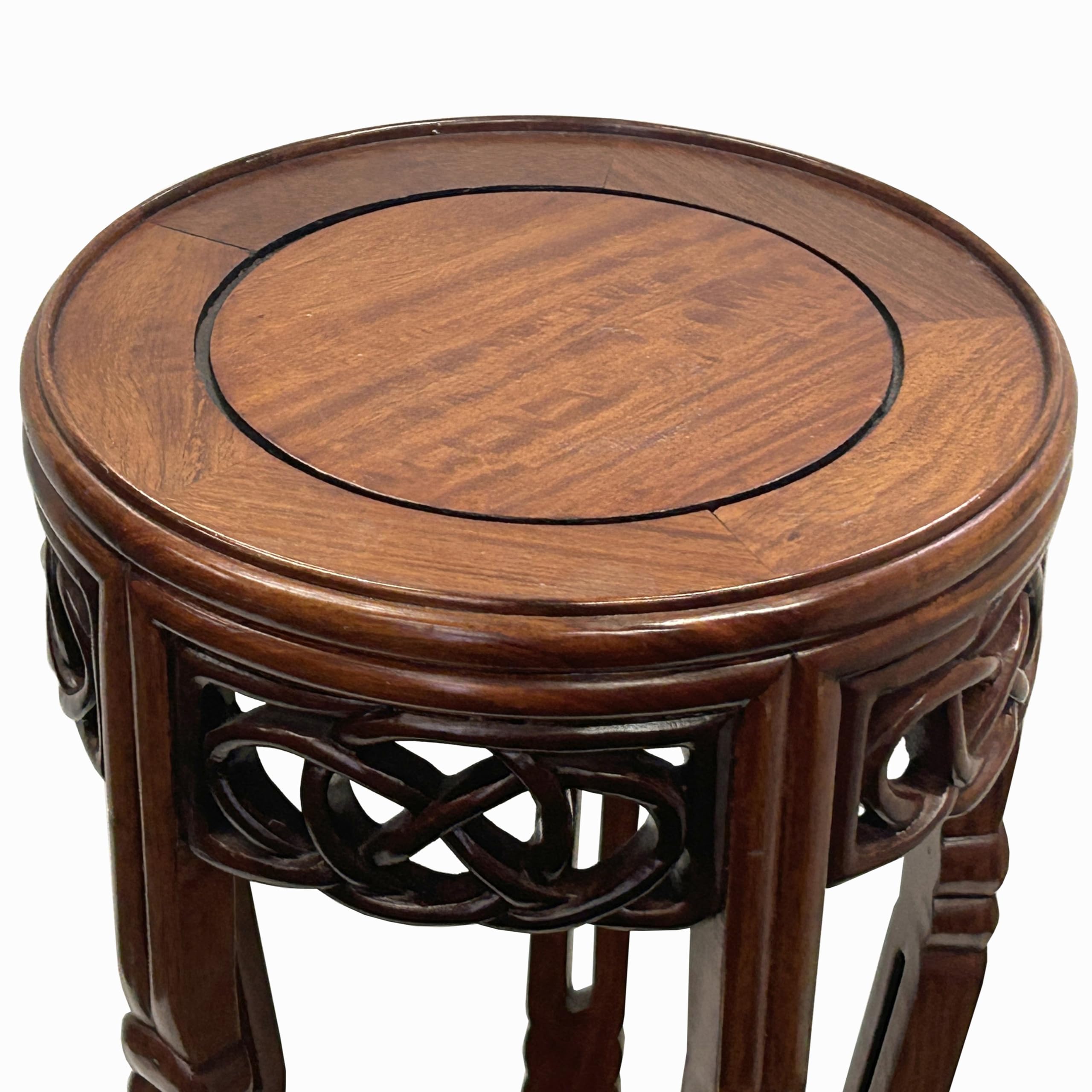 Chinese Oriental Round Brown Ru Yi 5 Legs Plant Stand Pedestal Table Acs7710