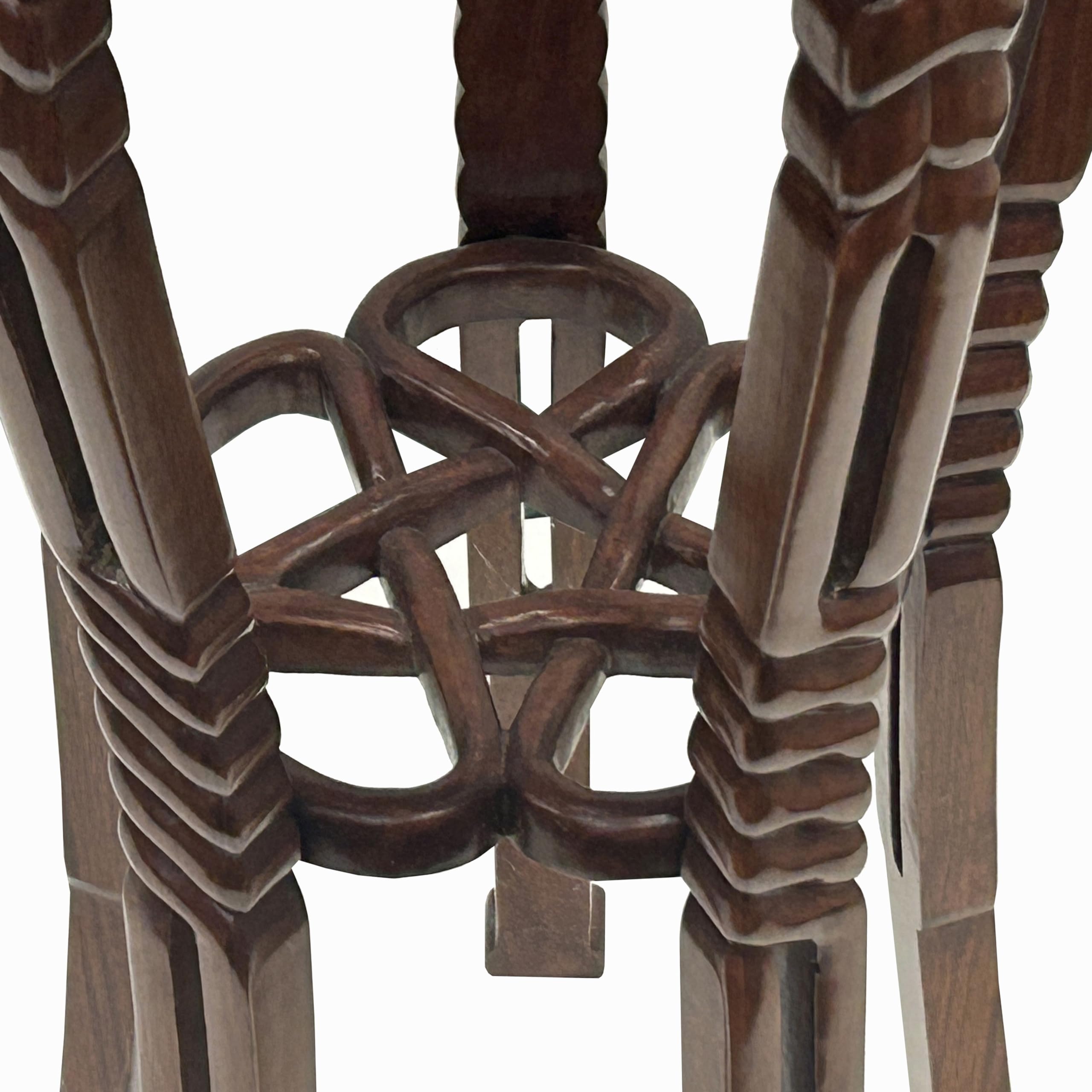 Chinese Oriental Round Brown Ru Yi 5 Legs Plant Stand Pedestal Table Acs7710