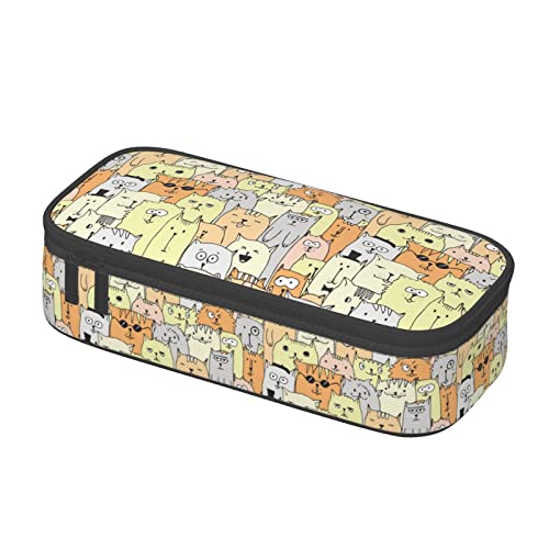 Igneinf Funny Animal Compartment Pencil Case Durable With Zipper Pencil Pouch For Office Boys Girls Teenagers
