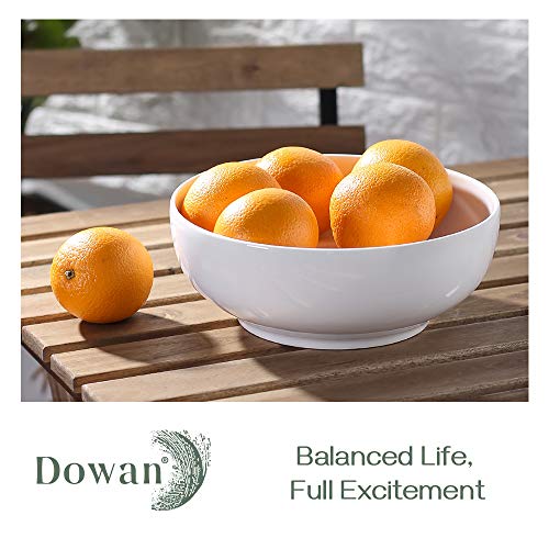 DOWAN Serving Bowls, Large Salad Bowls, 9.5" White Ceramic Pho Bowls for Kitchen, Entertaining, Side Dishes, Pasta, Dinner Parties, Kitchen Decor, Microwave & Dishwasher Safe, Easy Clean
