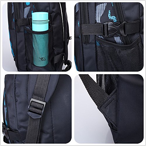 AM SeaBlue Backpack Boys Elementary School Bookbag Durable Heavy Duty Student Teenage Sturdy Kids Travel Waterproof Big (Black) Large