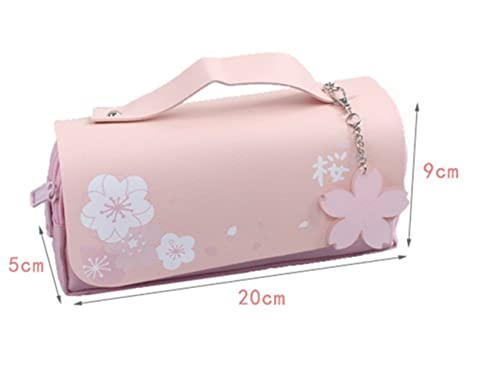 Kawaii Cherry Blossom Pencil Bag Pink Sweet Pencil Case Large Capacity Stationery Pouch School Supplies Makeup Bag Cute Pencil Case (Pink)