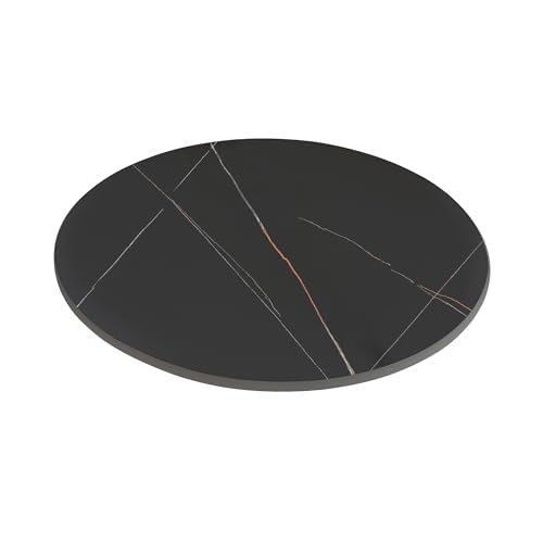 JACH Simplify Round Pedestal Accent Side Table, Minimalist Rock Board Side Table for Living Room, Bedroom, Suitable for Pairing with Sofas, 21" x 17" x 16", (Black)