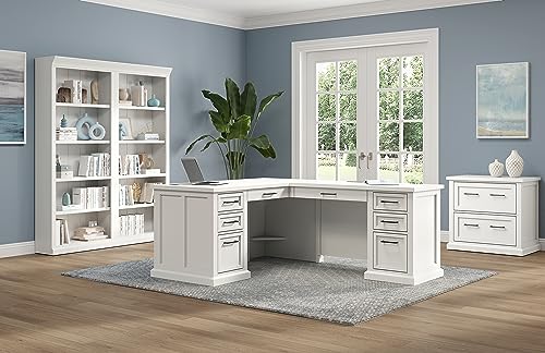 Modern Wood L-Desk & Return Writing Table & Return Office White