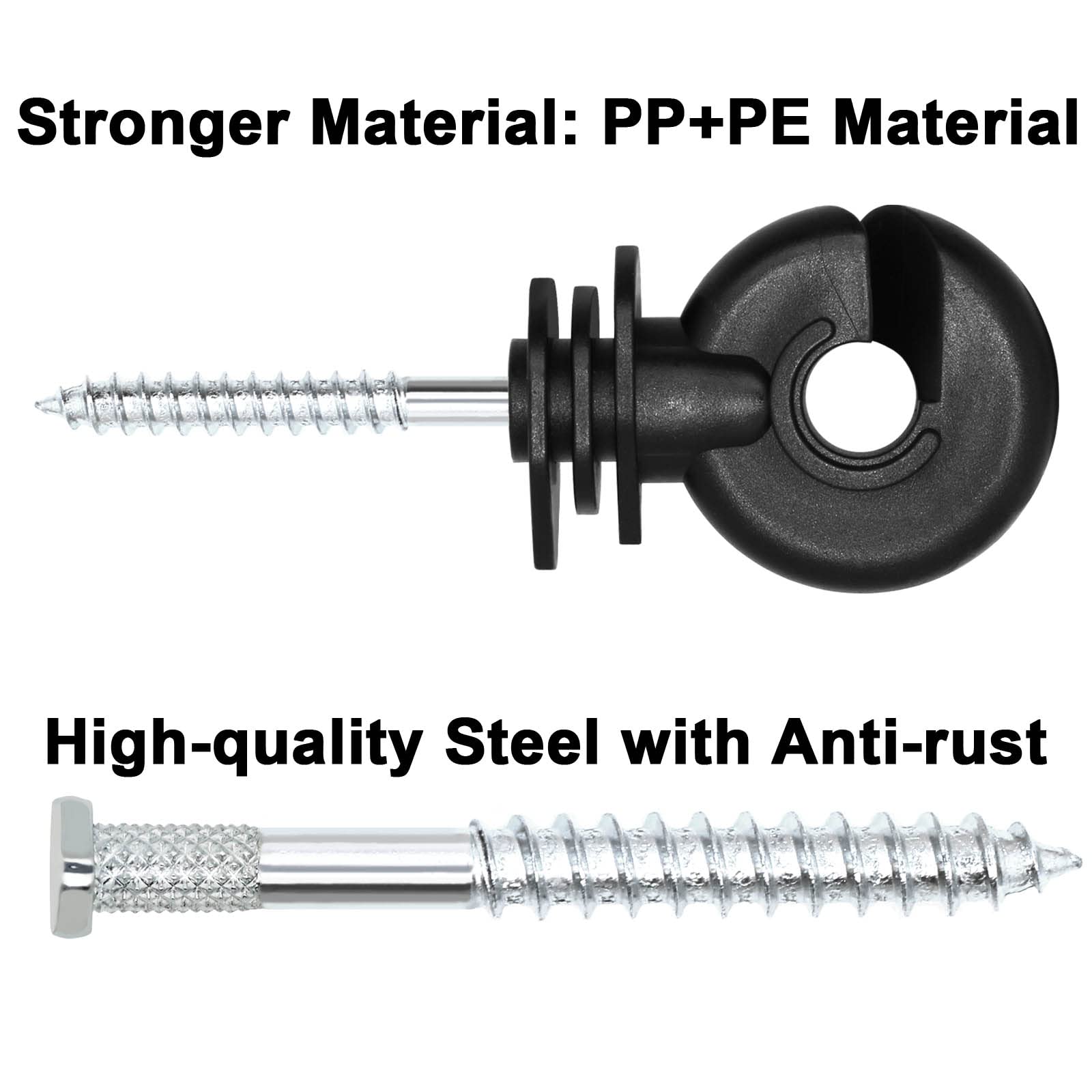 60 Pcs Black Electric Fence Insulator Screw-in Insulator Fence Ring Post Wood Post Insulator and 1 Pc Free Insulator Socket Tool