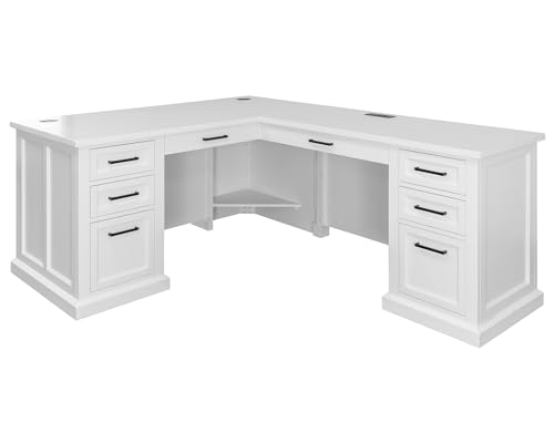 Modern Wood L-Desk & Return Writing Table & Return Office White