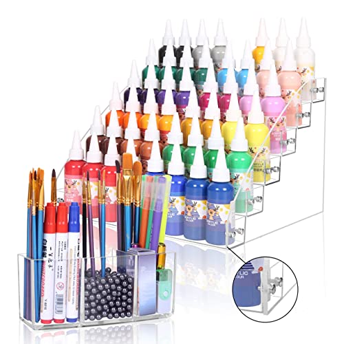 JANNO 6 Layers Acrylic Paint Bottles Organizer, Craft Paint Brush Holder With Beads, Perfect Paint Storage Rack For Storing 2oz Paint Bottles, Oil Paint Tubes, Miniature Paints (Type B)
