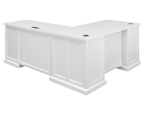 Modern Wood L-Desk & Return Writing Table & Return Office White