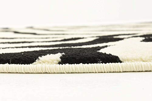 Unique Loom Wildlife Collection Animal Inspired with Zebra Design Area Rug, 4 ft x 4 ft, Ivory/Black